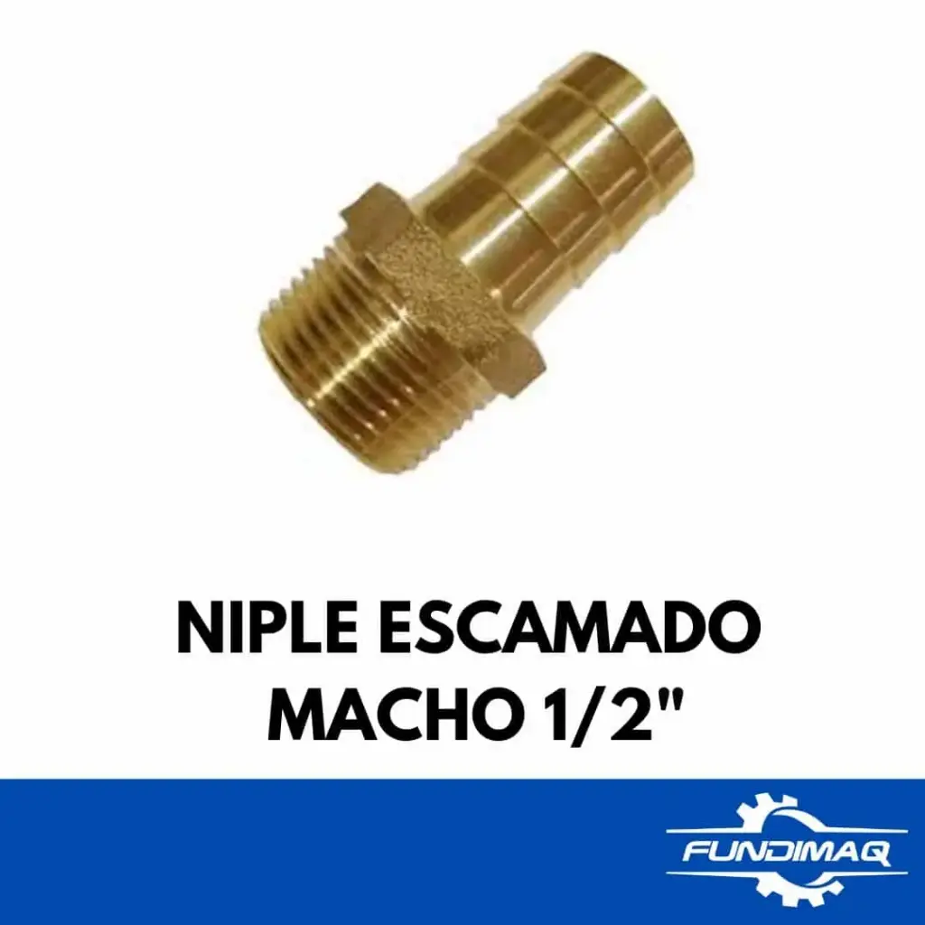 001 NIPLE ESCAMADO MACHO 1/2 X 1/2" | Fundimaq